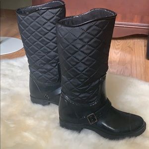 Merona | Shoes | Merona Velma Black Quilted Rain Boots | Poshmark